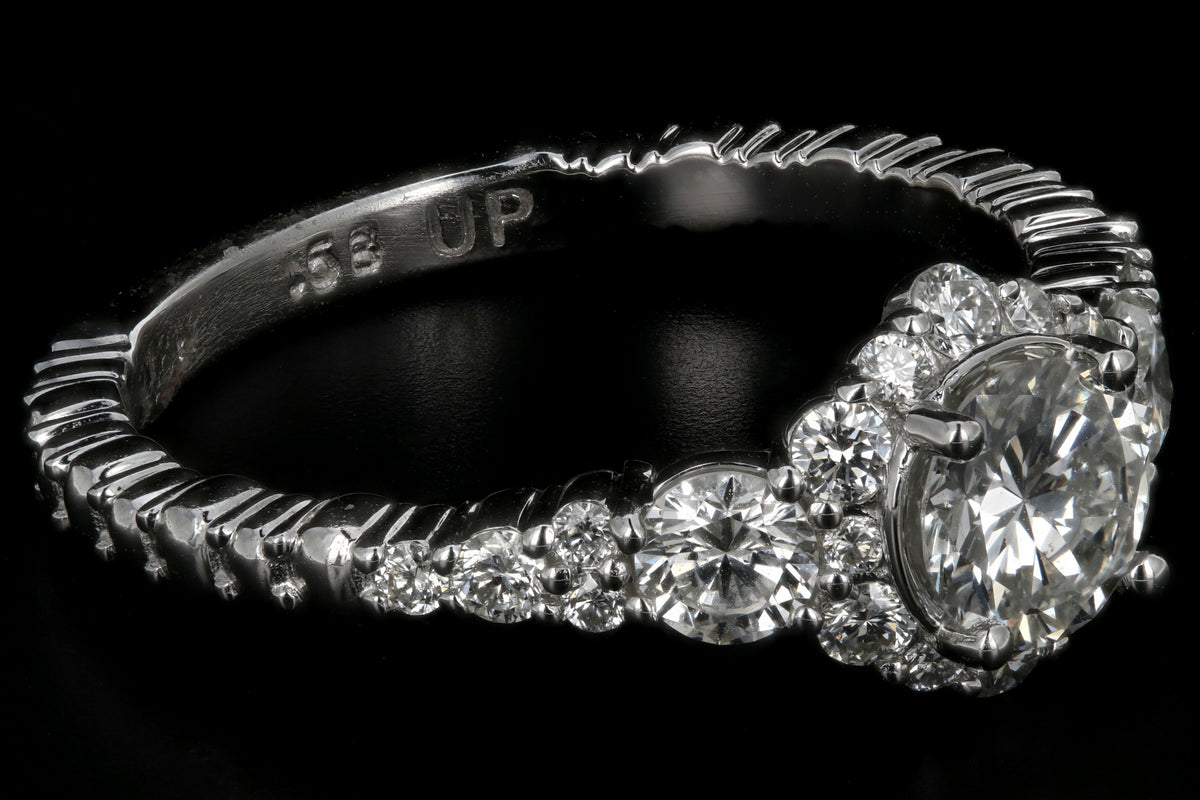 Modern 18K White Gold .72ct GIA Certified Round Cut Diamond Halo Engag | QUEEN MAY