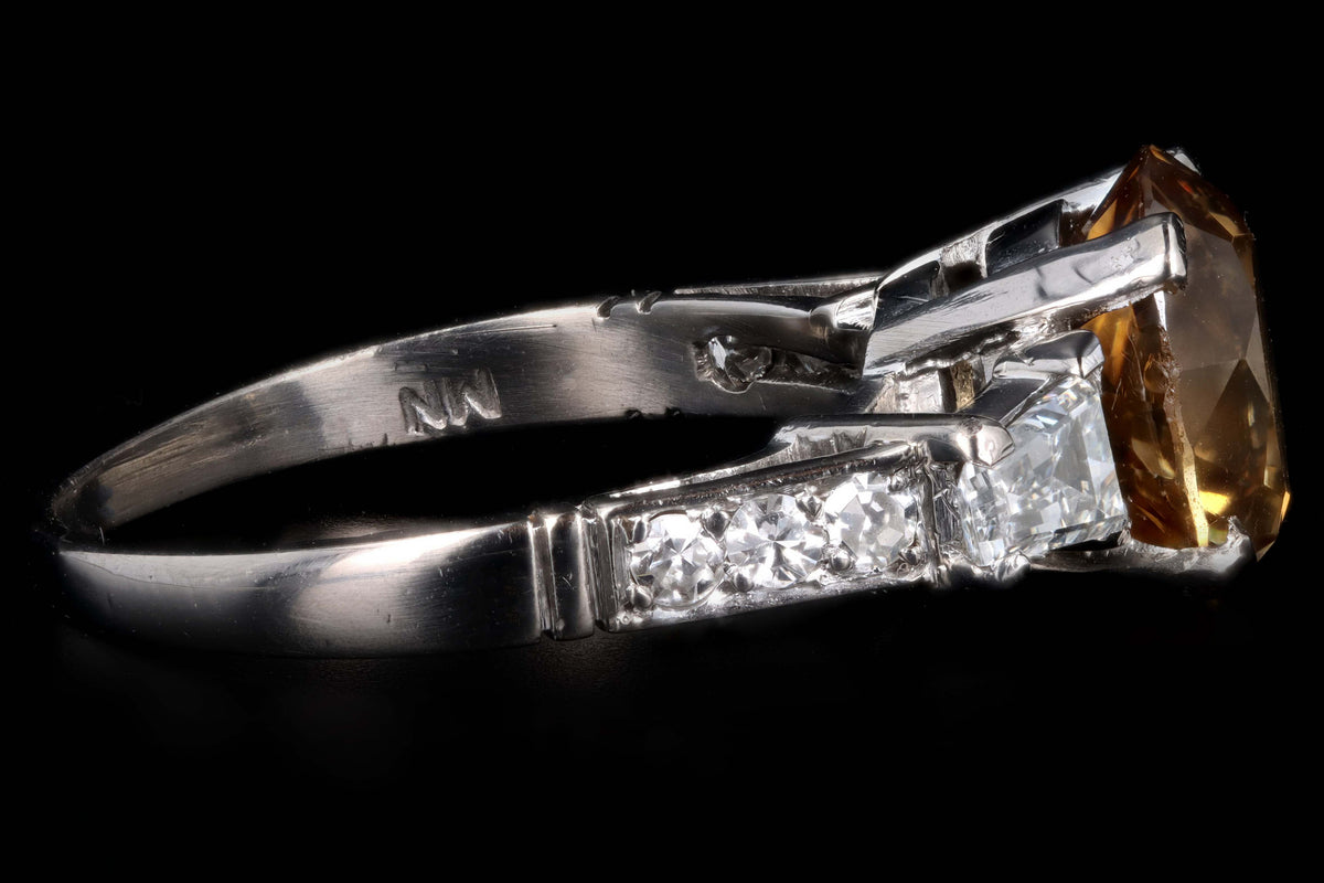 Modern 18K White Gold 4.02 Carat Oval Cut Zircon & Diamond Ring | QUEEN MAY