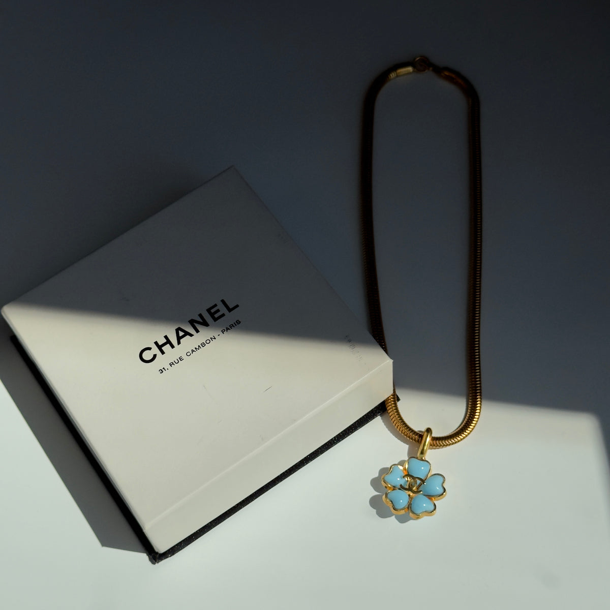 Chanel Vintage 97P Gripoix Blue Camelia Pendant Necklace Spring 1997 ...