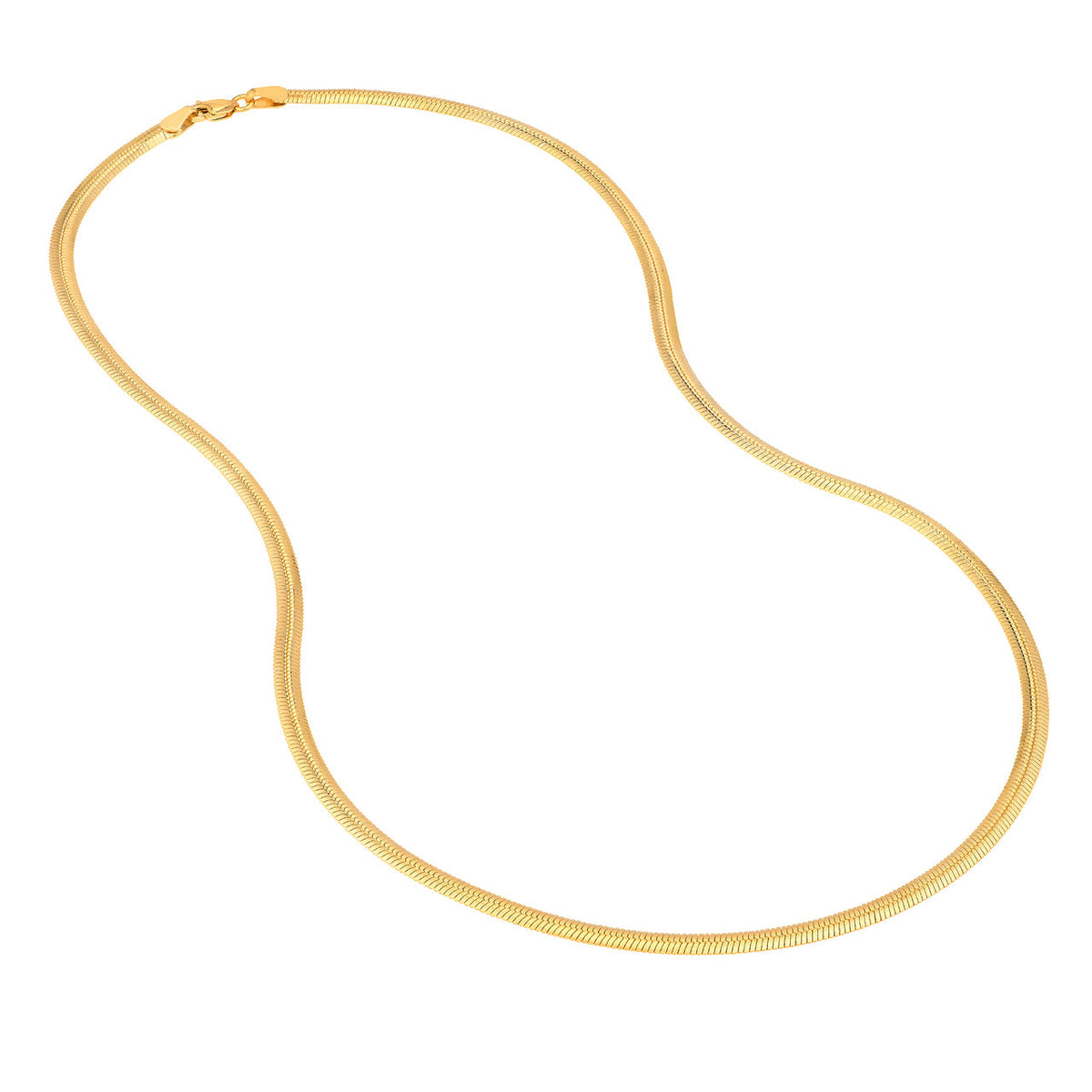 14K Yellow Gold 3.20mm Oval Snake Chain Necklace | QUEEN MAY