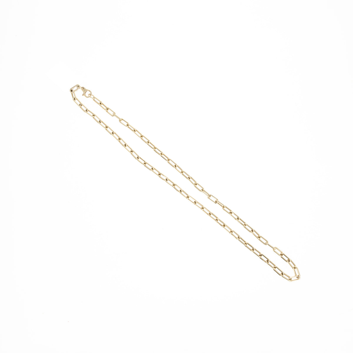 14K Yellow Gold Rounded Paperclip Link Chain Necklace | QUEEN MAY
