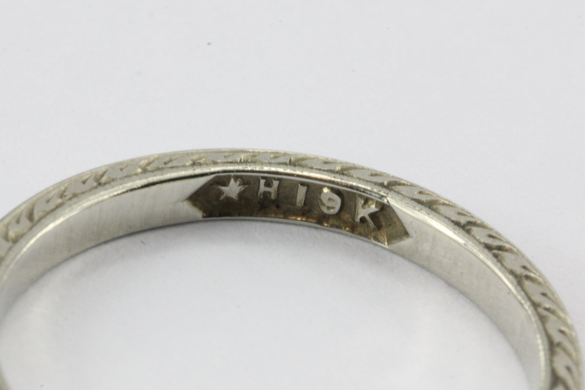 Antique Alfred Humbert & Son Art Deco 19K White Gold Wedding Band Ring ...