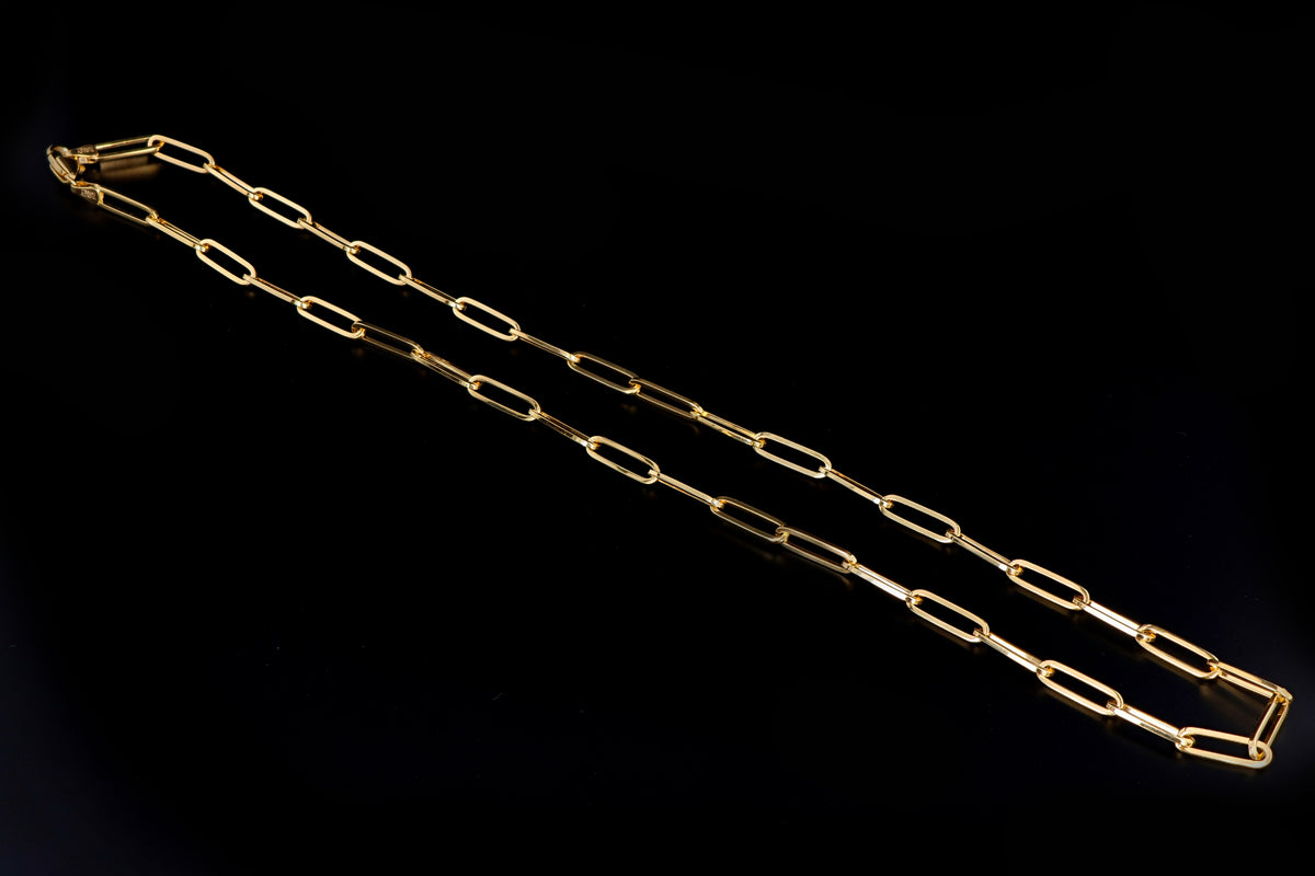 New 14K Yellow Gold Jumbo 5.0mm Paperclip Chain Necklace | QUEEN MAY