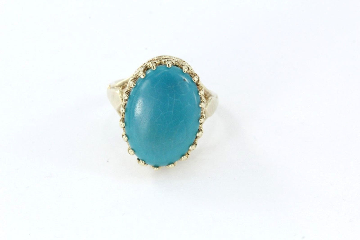 Vintage 10K Gold Blue Coral Ring | QUEEN MAY